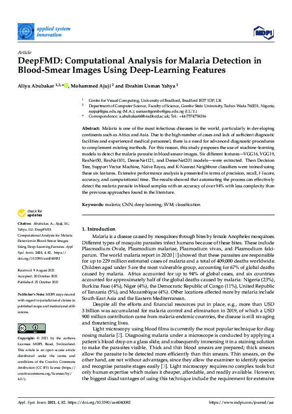 (PDF) DeepFMD: Computational Analysis for Malaria Detection in Blood ...