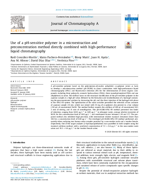 (PDF) Use of a pH-sensitive polymer in a microextraction and ...