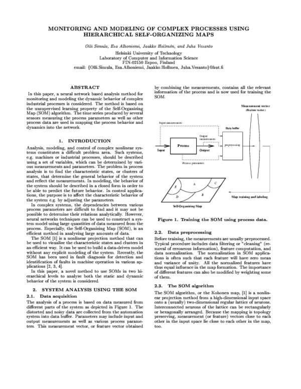 (PDF) Monitoring And Modeling Of Complex Processes Using Hierarchical Self-organizing Maps | O ...