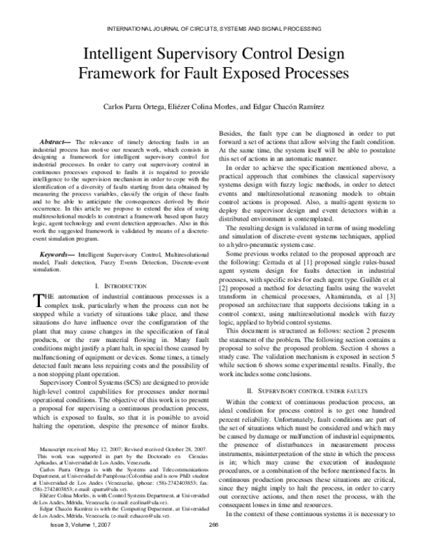 (PDF) Intelligent Supervisory Control Design Framework for Fault Exposed Processes | Carlos ...
