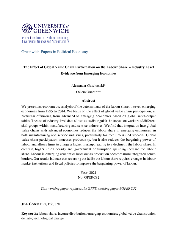 (PDF) The effect of global value chain participation on the labour ...