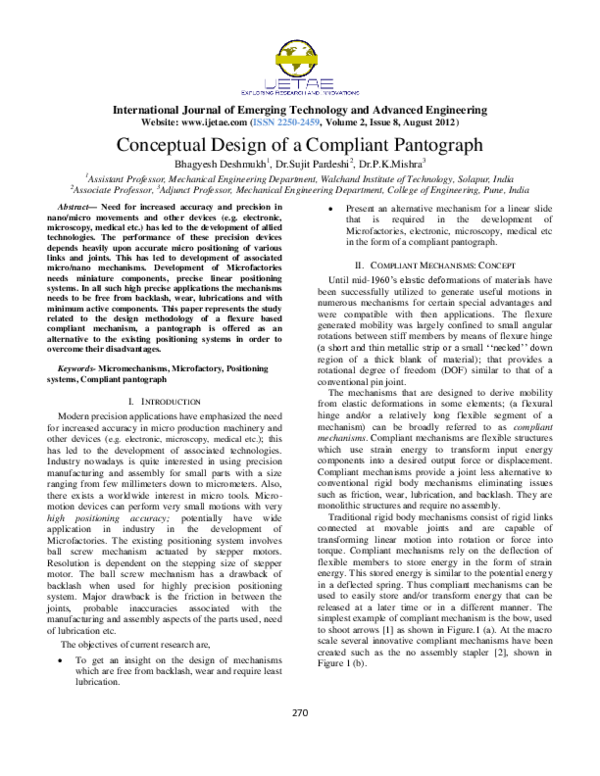 (PDF) Conceptual Design of a Compliant Pantograph