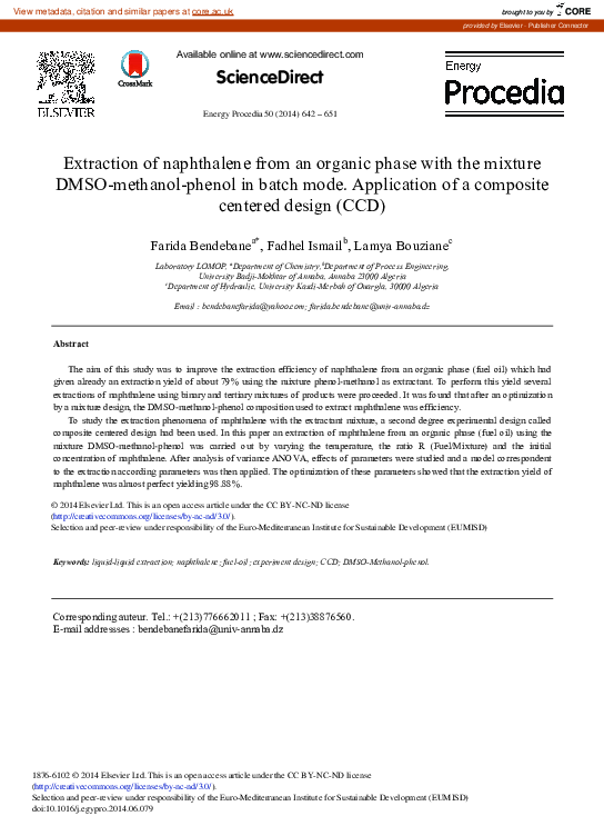(PDF) Extraction of naphthalene from an organic phase with the mixture ...