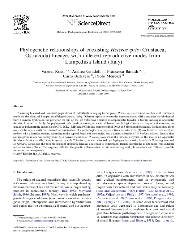 (PDF) Phylogenetic relationships of coexisting Heterocypris (Crustacea ...