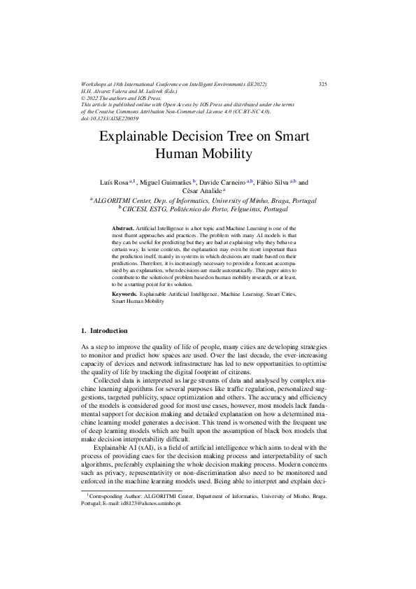 (PDF) Explainable Decision Tree on Smart Human Mobility