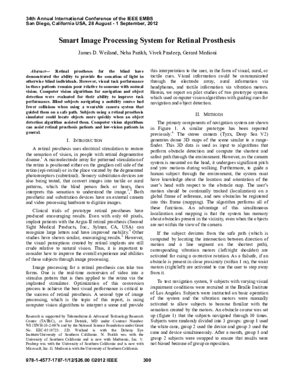 (PDF) Smart image processing system for retinal prosthesis