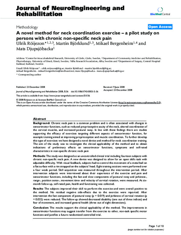 (PDF) A novel method for neck coordination exercise – a pilot study on ...