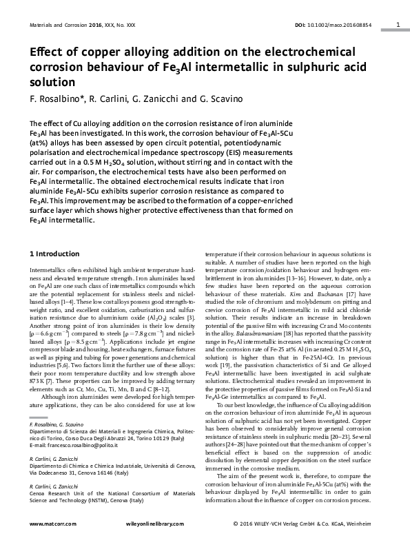 (PDF) Effect of copper alloying addition on the electrochemical ...