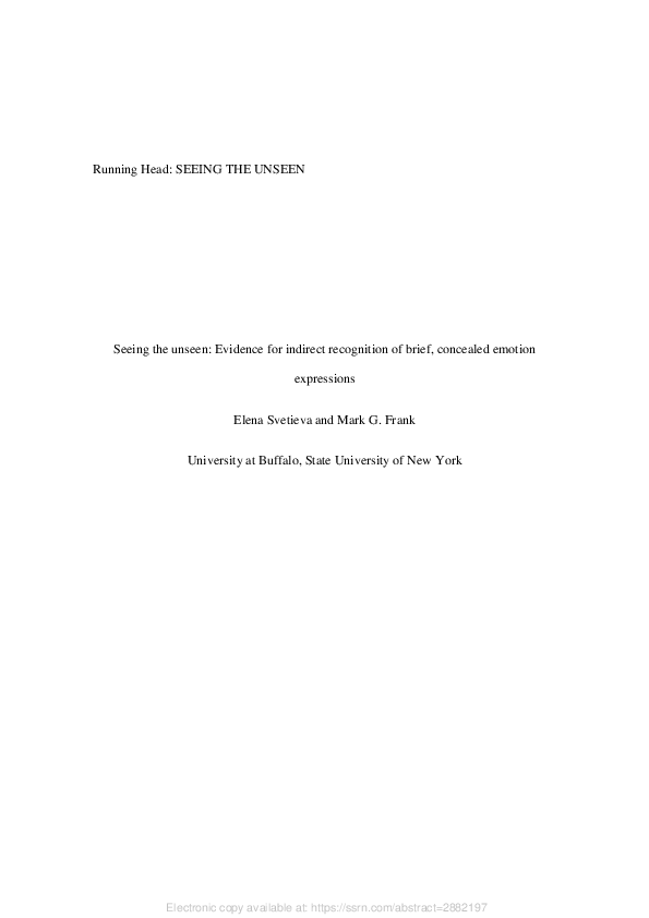 (PDF) Seeing the Unseen: Evidence for Indirect Recognition of Brief ...