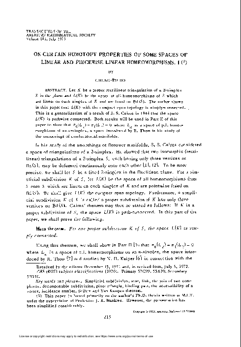 (PDF) On certain homotopy properties of some spaces of linear and ...