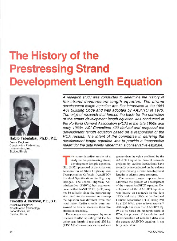 (PDF) The History of the Prestressing Strand Development Length Equation