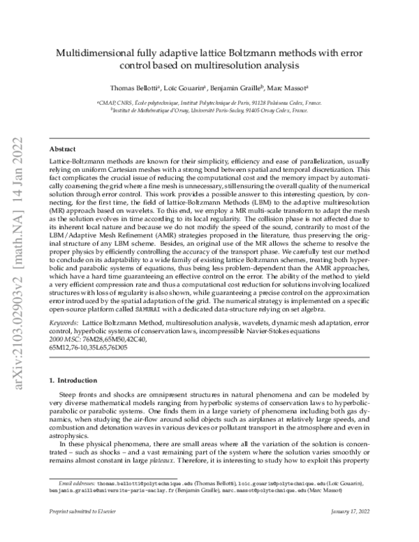 Pdf Multidimensional Fully Adaptive Lattice Boltzmann Methods With Error Control Based On