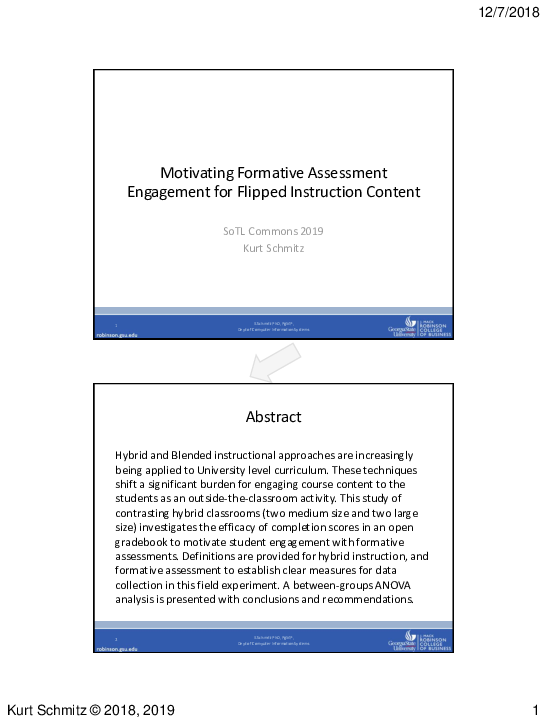 (PDF) Motivating Formative Assessment Engagement for Flipped Instruction Content