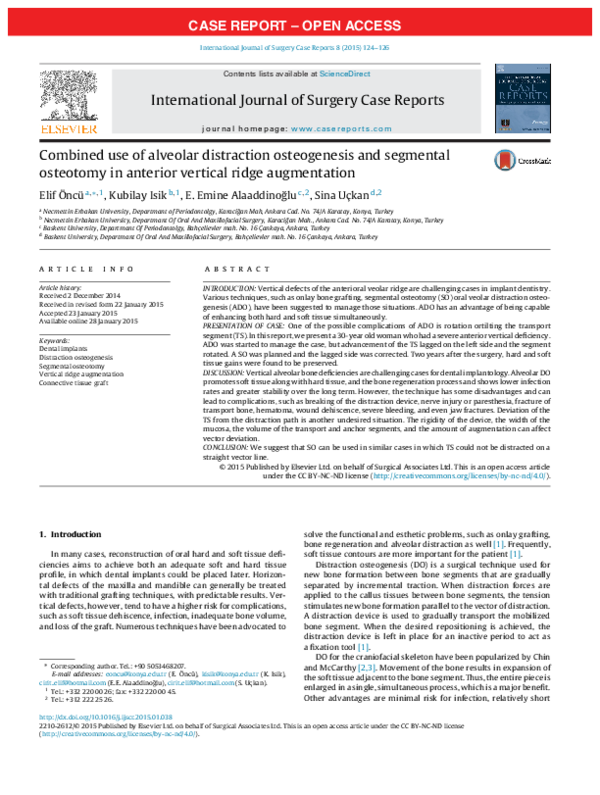 (PDF) Combined use of alveolar distraction osteogenesis and segmental ...