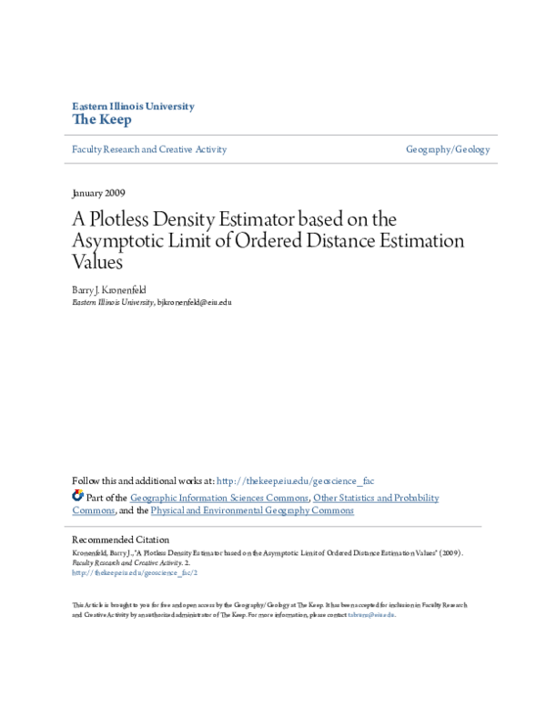 (PDF) A plotless density estimator based on the asymptotic limit of ordered distance estimation ...