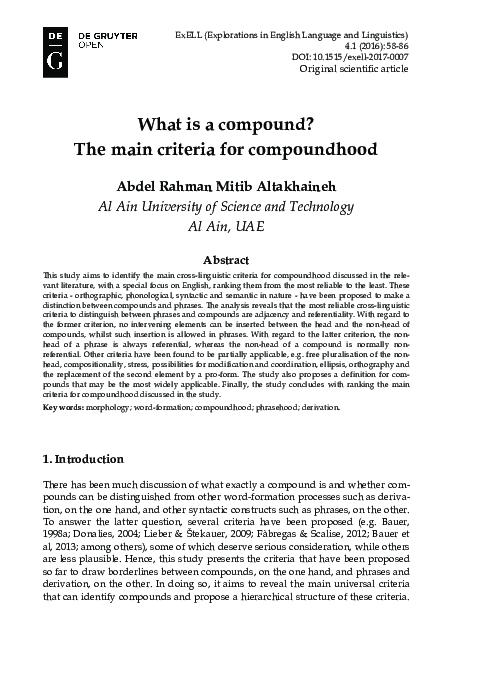 (PDF) What is a compound? The main criteria for compoundhood