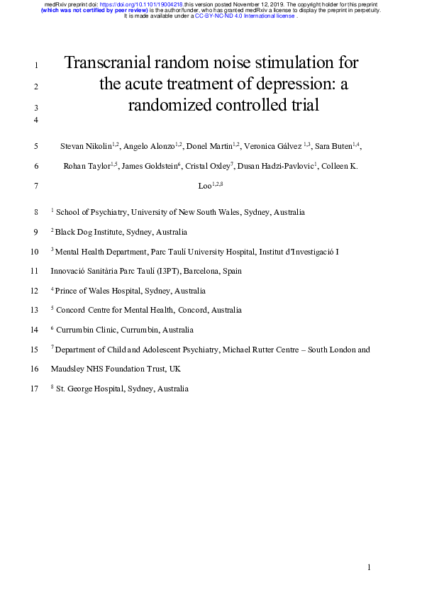 (PDF) Transcranial random noise stimulation for the acute treatment of ...