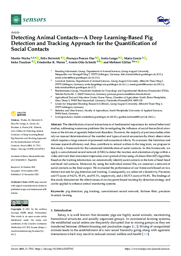 (PDF) Detecting Animal Contacts—A Deep Learning-Based Pig Detection and Tracking Approach for ...