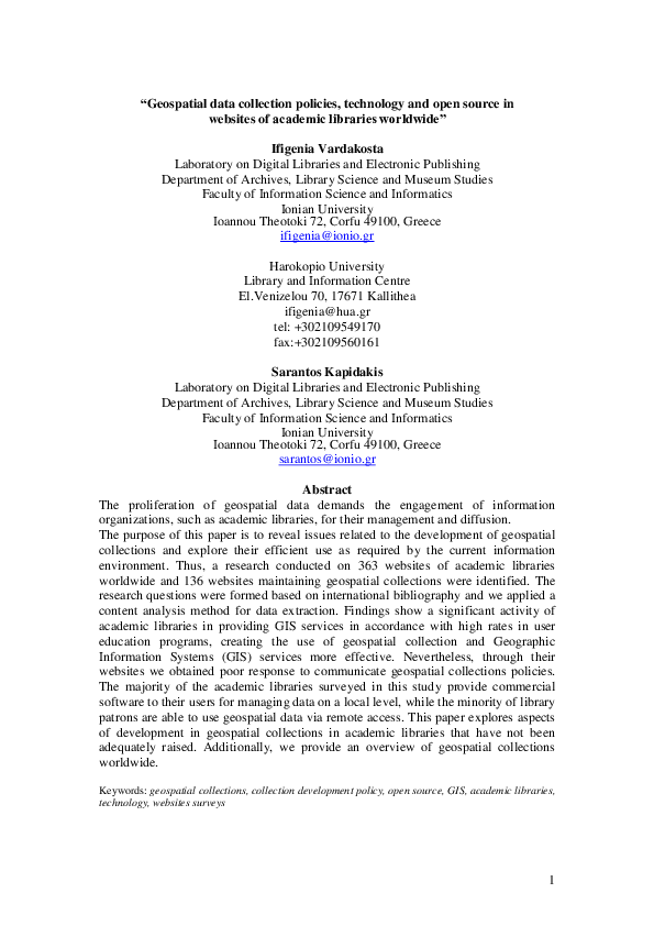 (PDF) Geospatial Data Collection Policies, Technology and Open Source ...