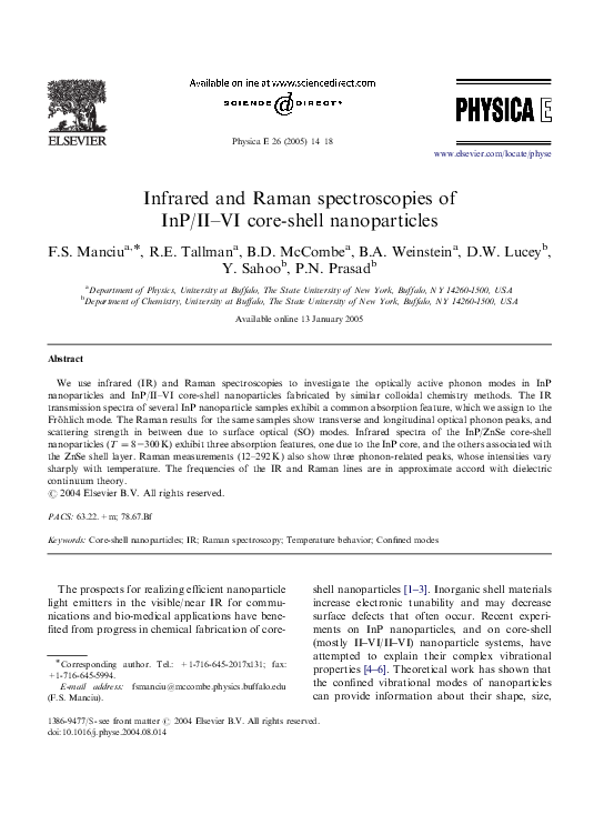 (PDF) Infrared and Raman spectroscopies of InP/II–VI core-shell ...