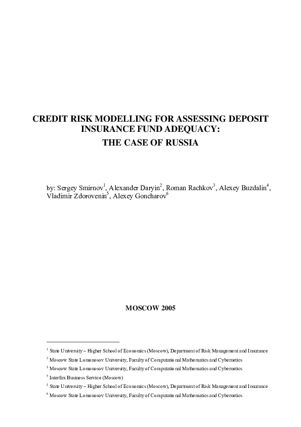 (PDF) Credit Risk Modelling For Assessing Deposit Insurance Fund ...