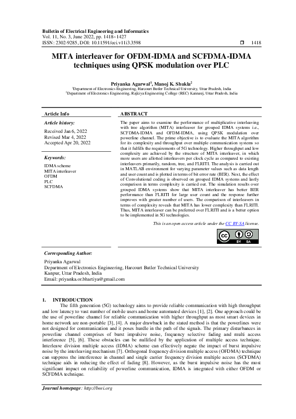 (PDF) MITA interleaver for OFDM-IDMA and SCFDMA-IDMA techniques using ...