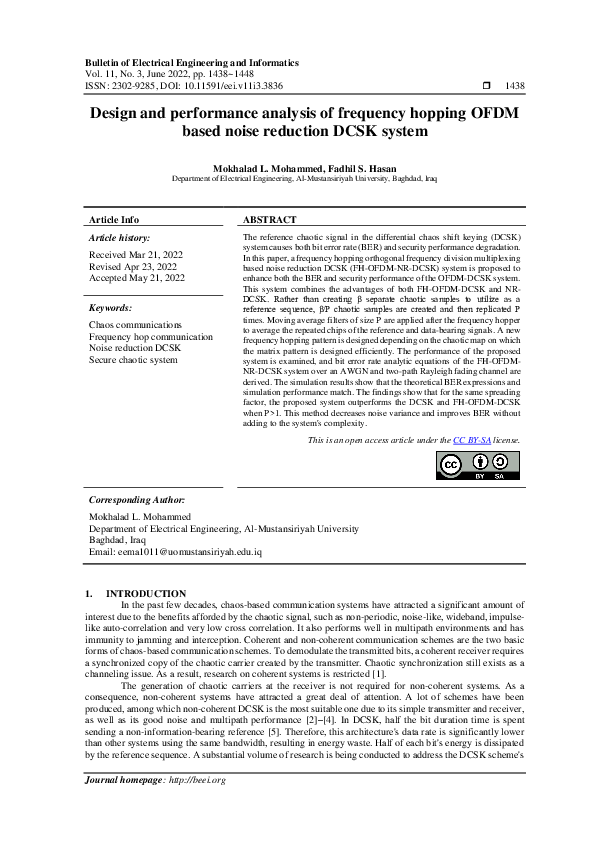 Design And Performance Analysis Of Frequency Hopping Ofdm Based Noise