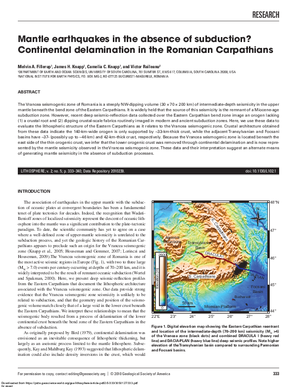(PDF) Mantle earthquakes in the absence of subduction? Continental ...