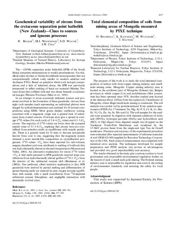 (PDF) Total elemental composition of soils from mining areas of Mongolia measured by PIXE technique
