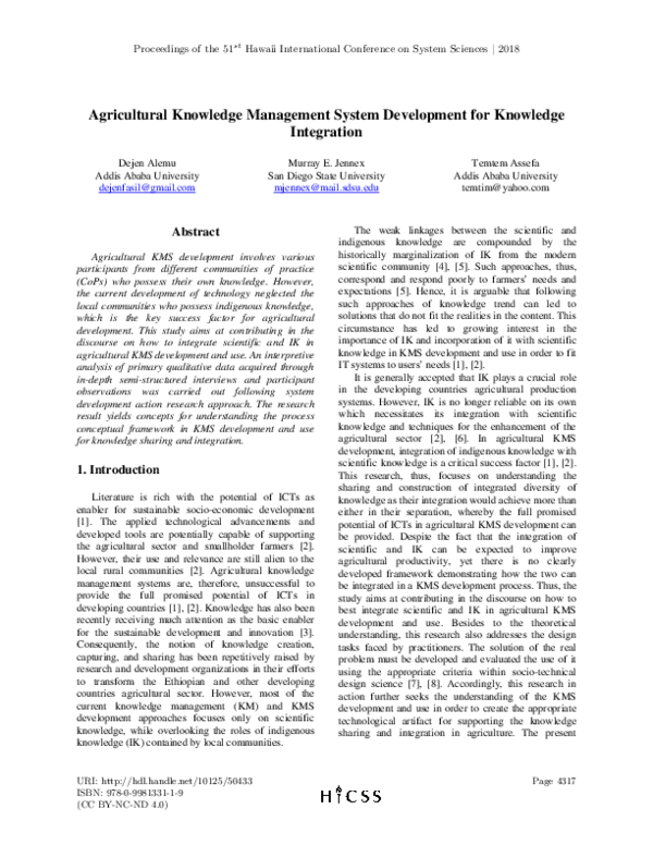 (PDF) Agricultural Knowledge Management System Development for ...