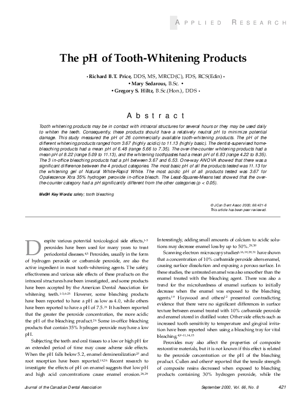 (PDF) The pH of tooth-whitening products