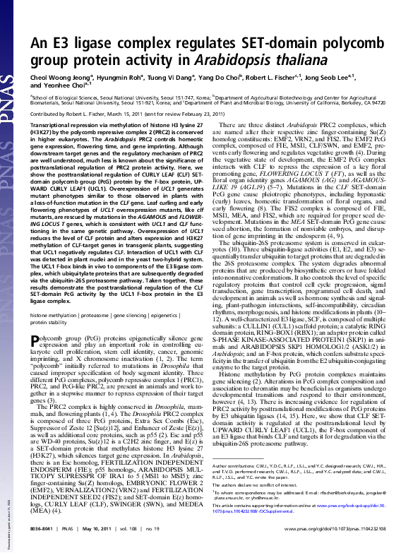 (PDF) An E3 ligase complex regulates SET-domain polycomb group protein ...