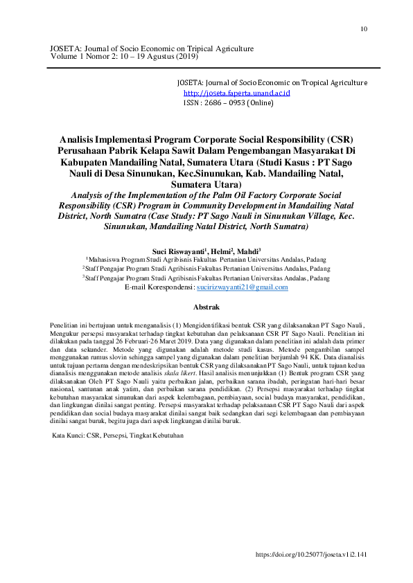 (PDF) Analisis Implementasi Program Corporate Social Responsibility ...