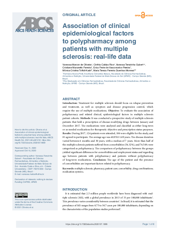 (PDF) Association of clinical epidemiological factors to polypharmacy among patients with ...