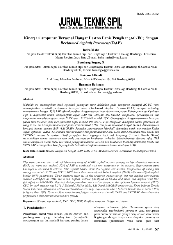 (PDF) Kinerja Campuran Beraspal Hangat Laston Lapis Pengikat (AC-BC ...