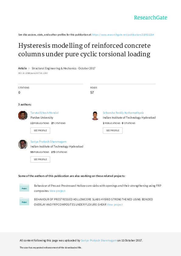 (PDF) Hysteresis modelling of reinforced concrete columns under pure ...