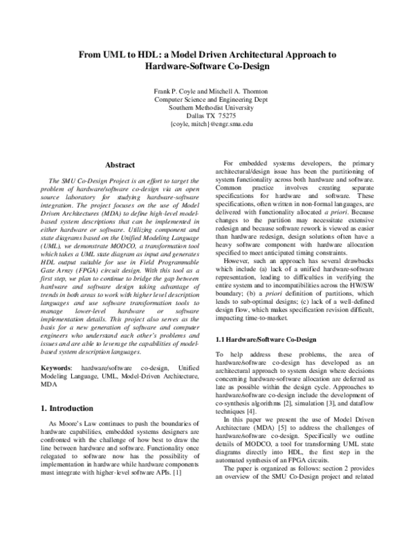 (PDF) From UML to HDL: a model driven architectural approach to ...