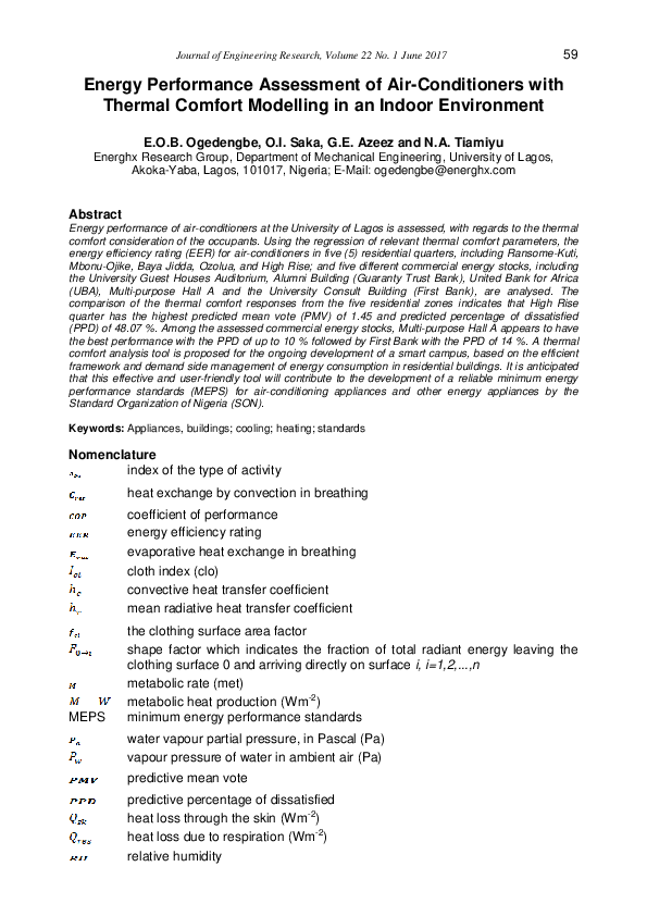 (PDF) Energy Performance Assessment of Air-Conditioners with Thermal ...