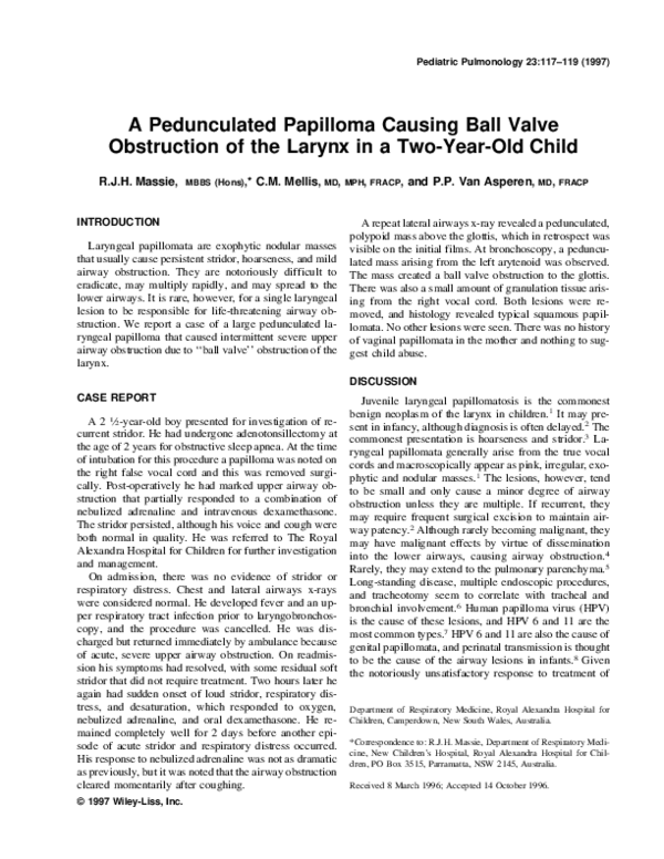 (PDF) A pedunculated papilloma causing ball valve obstruction of the ...