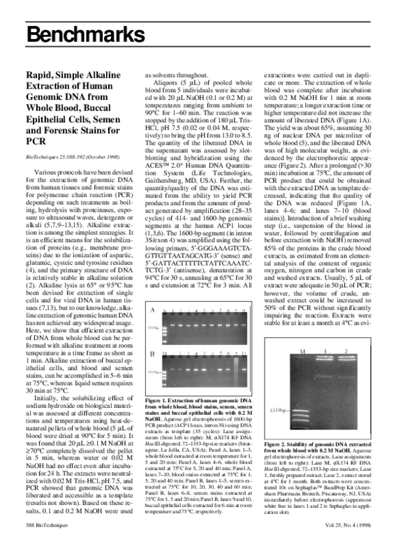 (PDF) Rapid, Simple Alkaline Extraction of Human Genomic DNA from Whole ...