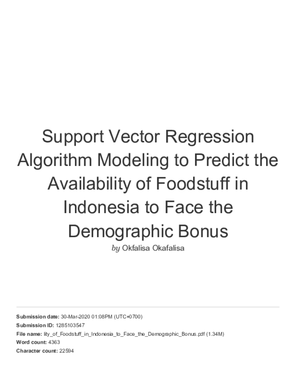 (PDF) Support Vector Regression Algorithm Modeling to Predict the Availability of Foodstuff in ...