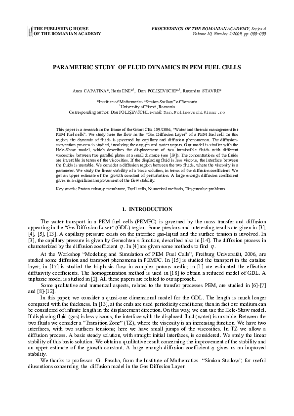 (PDF) Parametric Study of Fluid Dynamics in Pem Fuel Cells