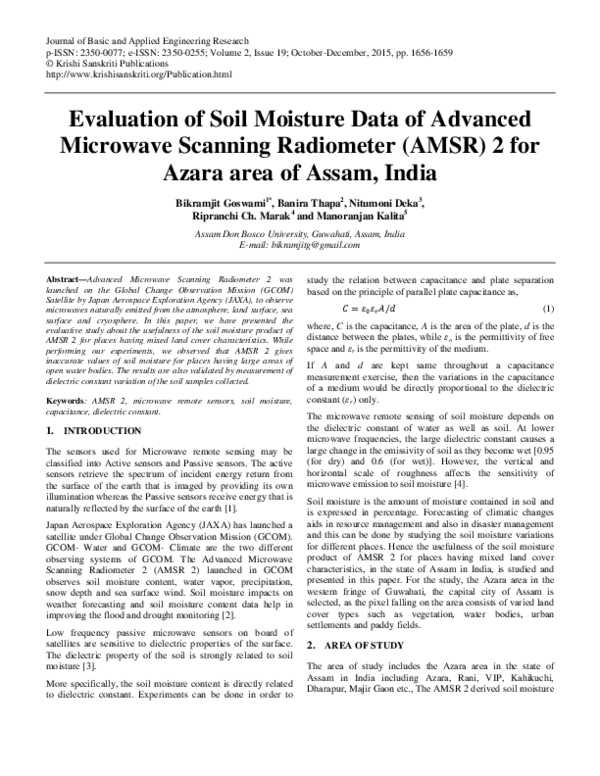 (PDF) Evaluation of Soil Moisture Data of Advanced Microwave Scanning ...