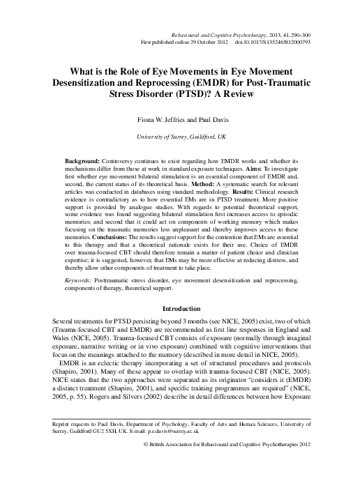 (PDF) What is the Role of Eye Movements in Eye Movement Desensitization ...