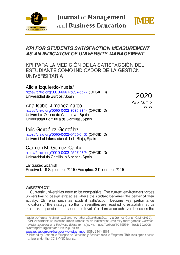 (PDF) Kpi for Students Satisfaction Measurement as an Indicator of ...