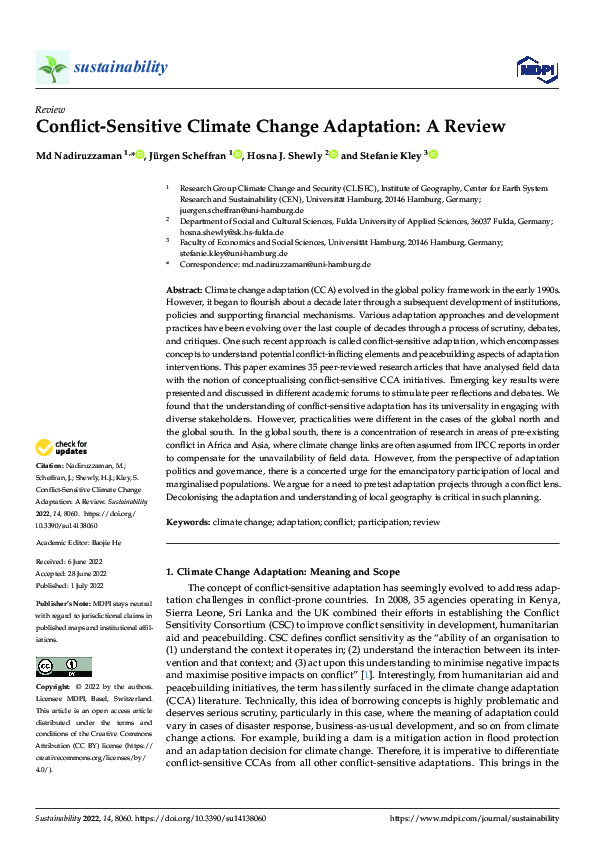 (PDF) Conflict-Sensitive Climate Change Adaptation: A Review