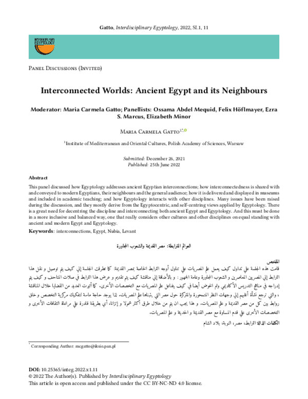 (PDF) Interconnected Worlds: Ancient Egypt and its Neighbours