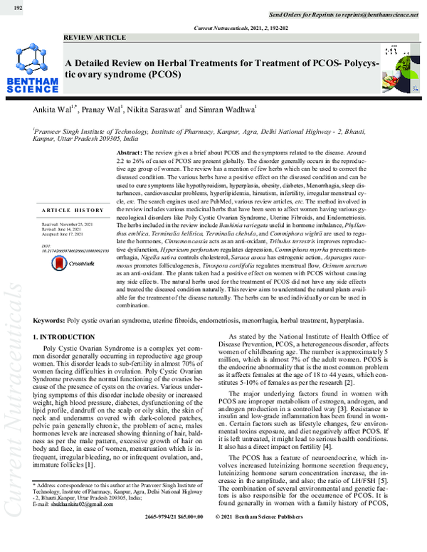 (PDF) A Detailed Review on Herbal Treatments for Treatment of PCOS ...