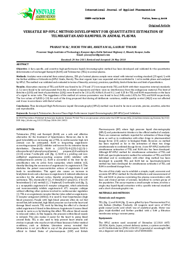 (PDF) Versatile RP-HPLC Method Development for Quantitative Estimation of Telmisartan and ...