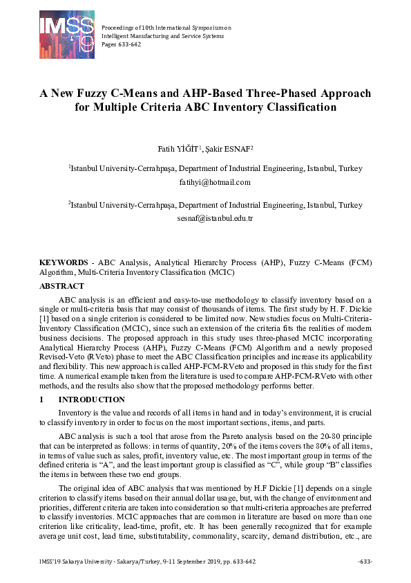 (PDF) A New Fuzzy C-Means and AHP-Based Three-Phased Approach for Multiple Criteria ABC ...